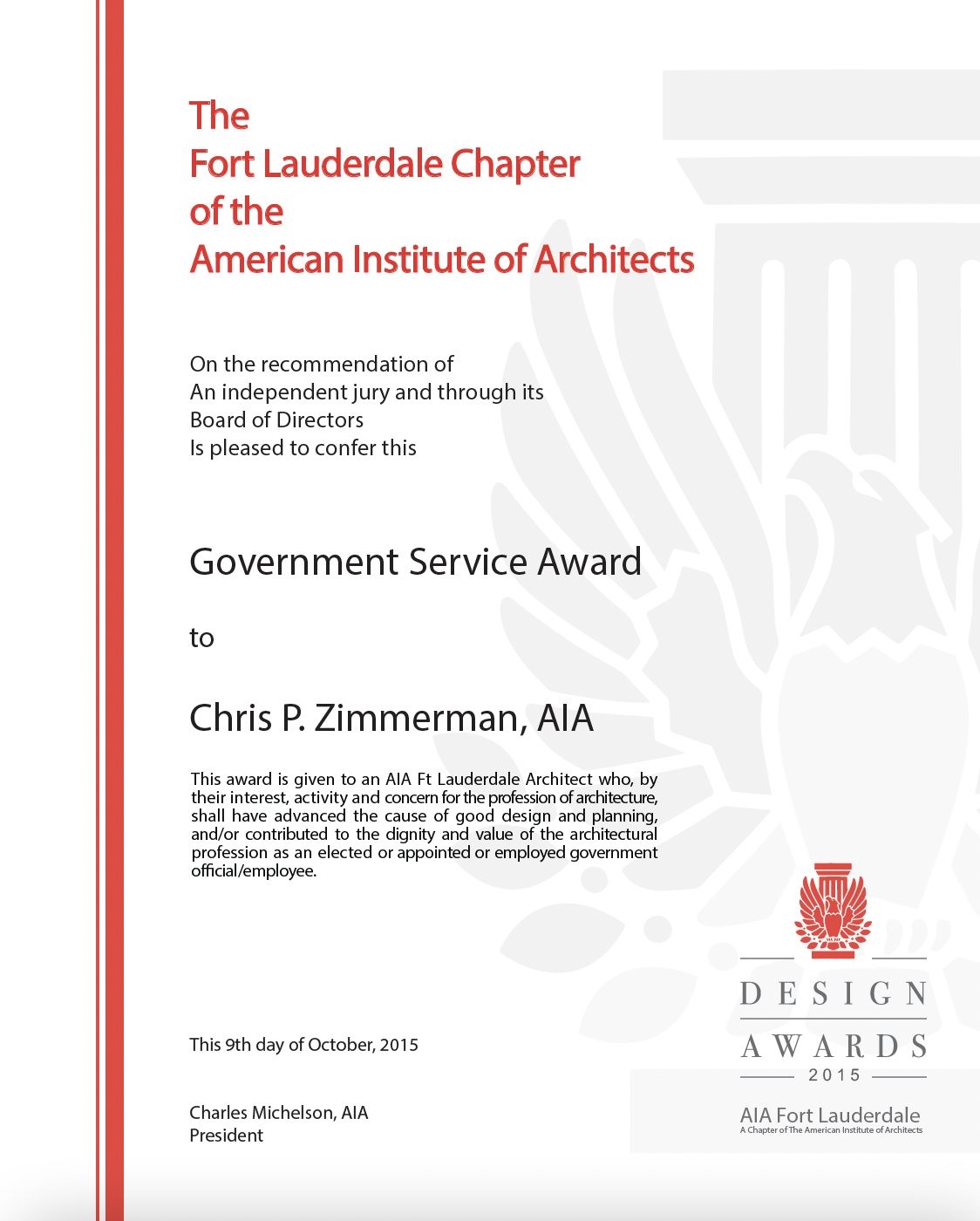 Chris Zimmerman: Government Service Award – CPZ Architects